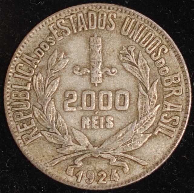 1924 Brazil 2000 Reis F-VF - For Sale, Buy Now Online - Item #624380