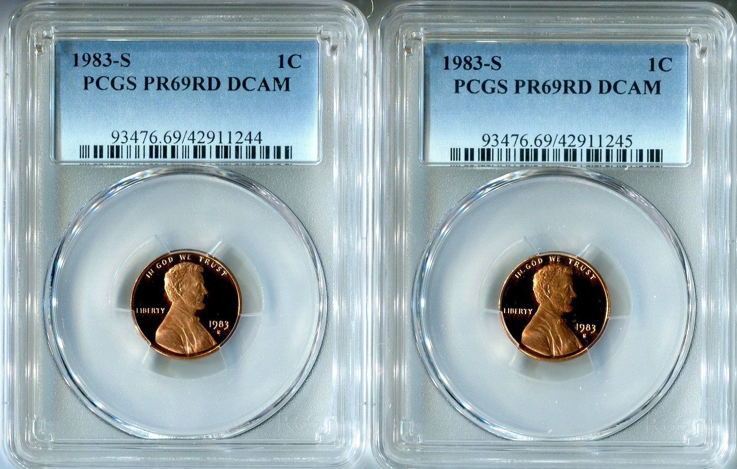 2 - 1983 - S LINCOLN CENTS -- PCGS -- PR 69RD DCAM - For Sale, Buy Now ...