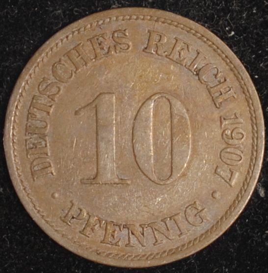 1907A Germany/Empire 10 Pfennig XF - For Sale, Buy Now Online - Item ...