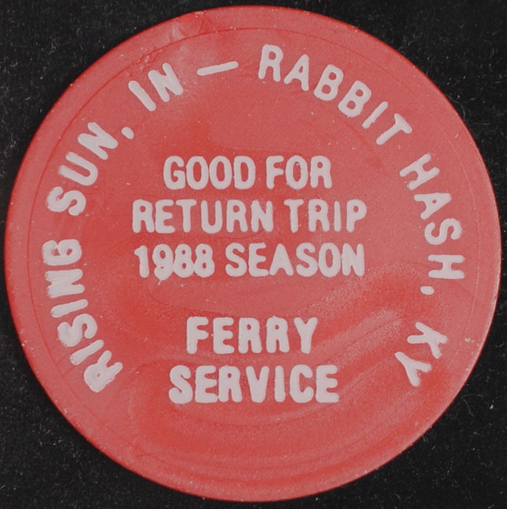 Rising Sun, IN - Rabbit Hash, KY 1988 Return Trip Ferry Service Fare ...