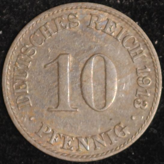 1913A Germany/Empire 10 Pfennig AU - For Sale, Buy Now Online - Item ...