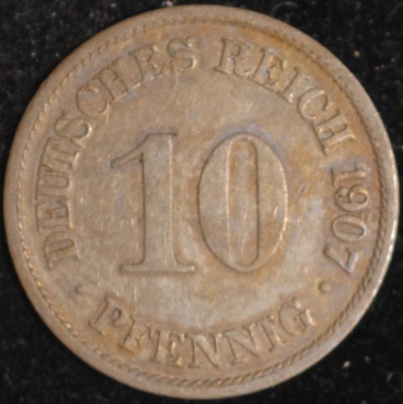 1907A Germany/Empire 10 Pfennig VF - For Sale, Buy Now Online - Item ...