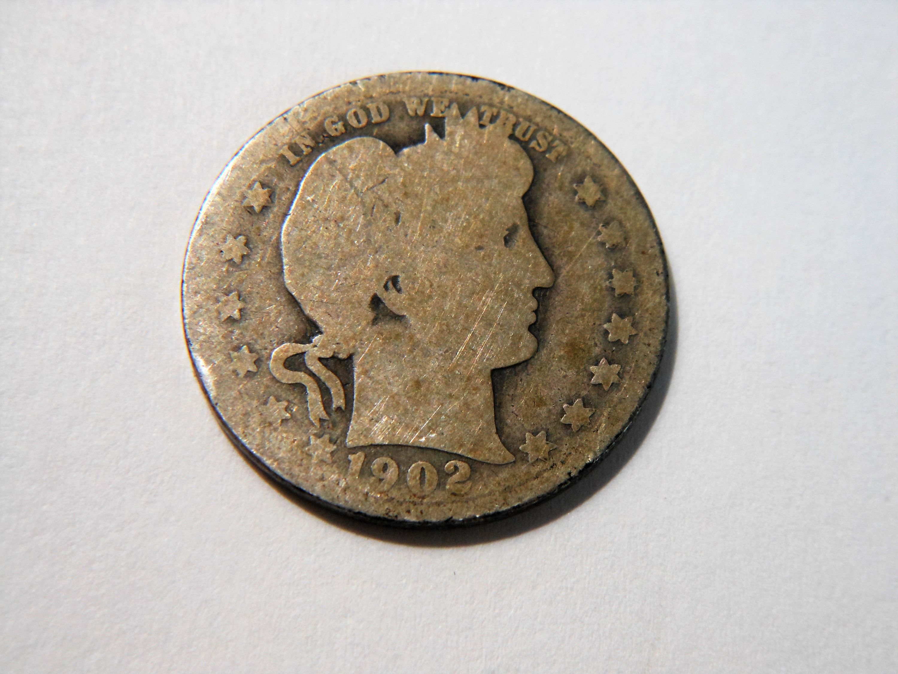1902-O Silver Barber Quarter - For Sale, Buy Now Online - Item #650289