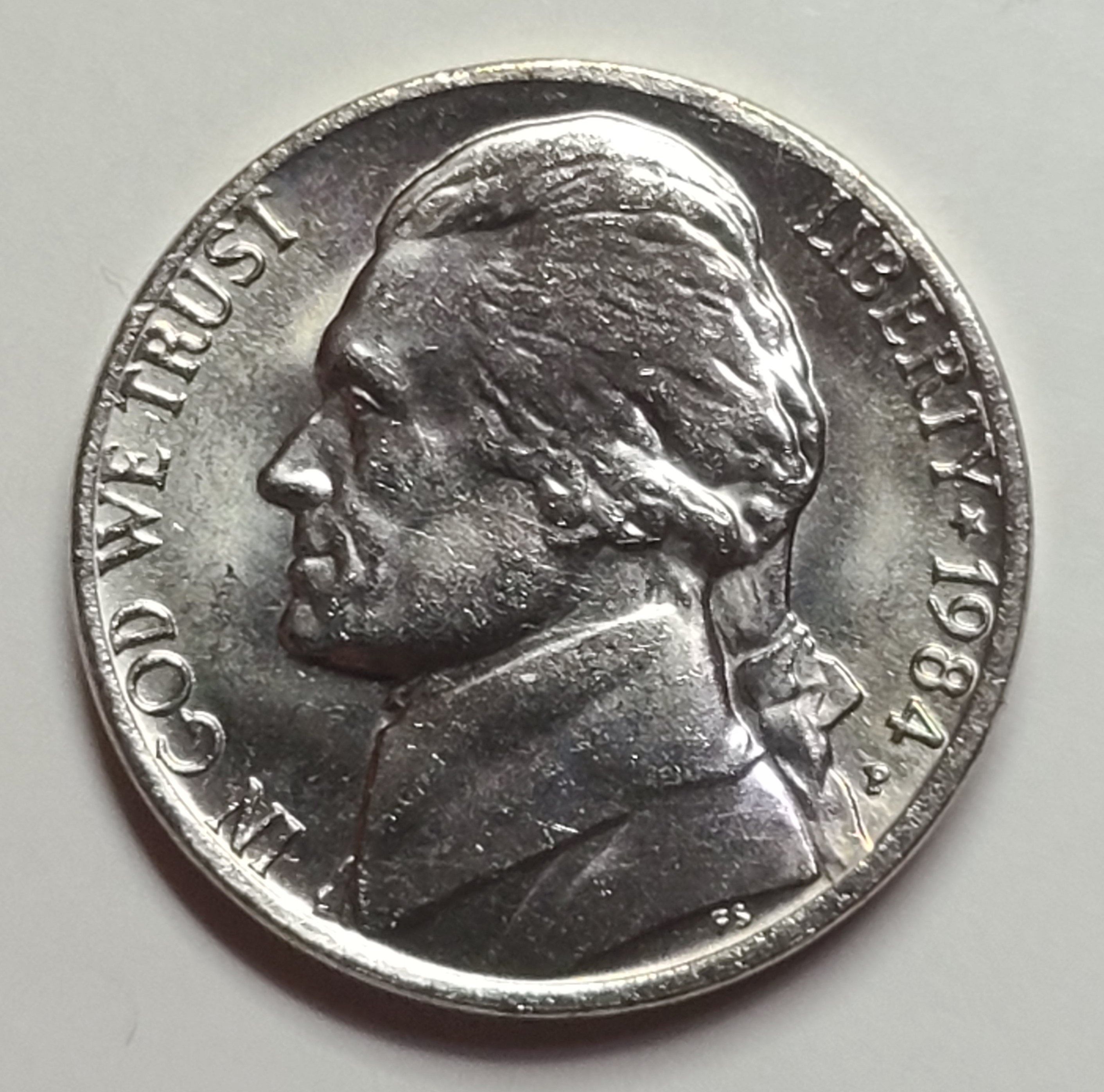 1984-P Jefferson Nickel MS-64 (Near Gem) Near Full Steps SHARP STRIKE ...