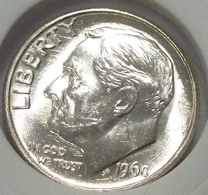 1960-P GEM BU Roosevelt Silver Dime. High Quality ( F-163 ) - For Sale ...