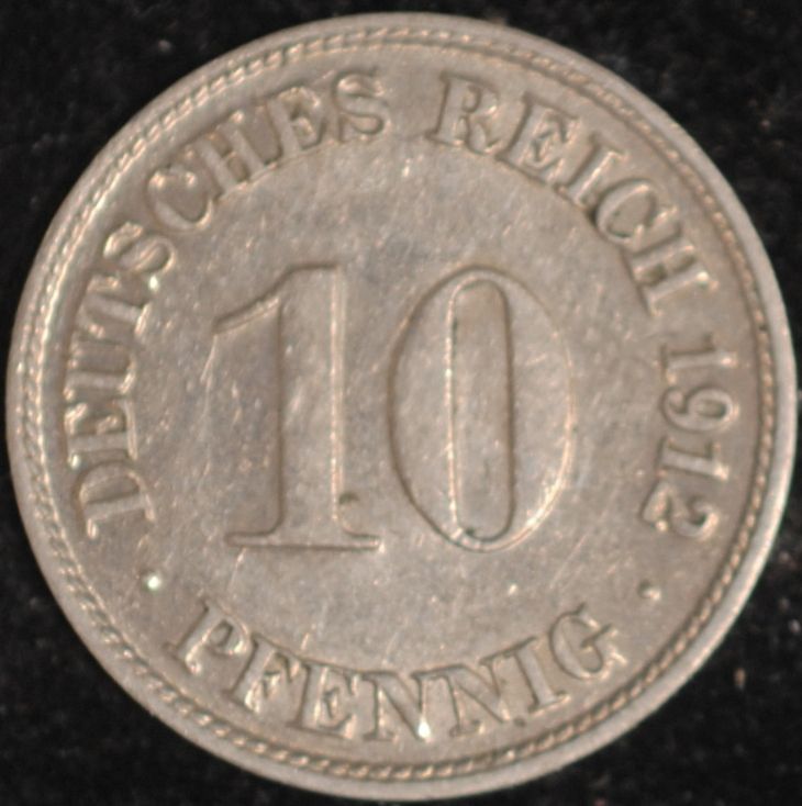 1912D Germany/Empire 10 Pfennig AU - For Sale, Buy Now Online - Item ...