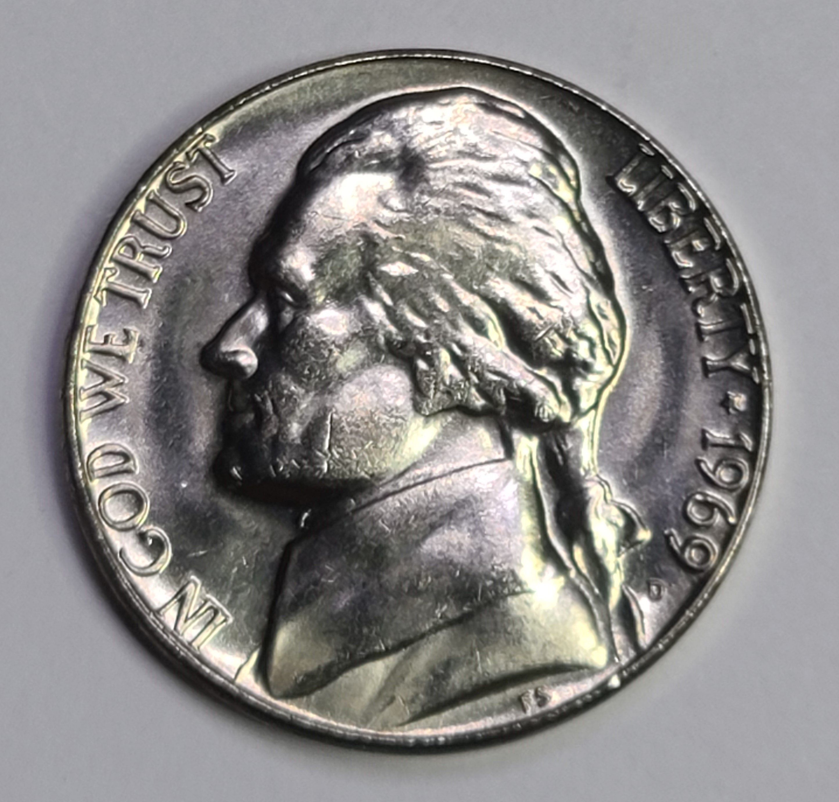 1969-D Jefferson Nickel MS-64 (Near Gem) Strong Strike - For Sale, Buy ...