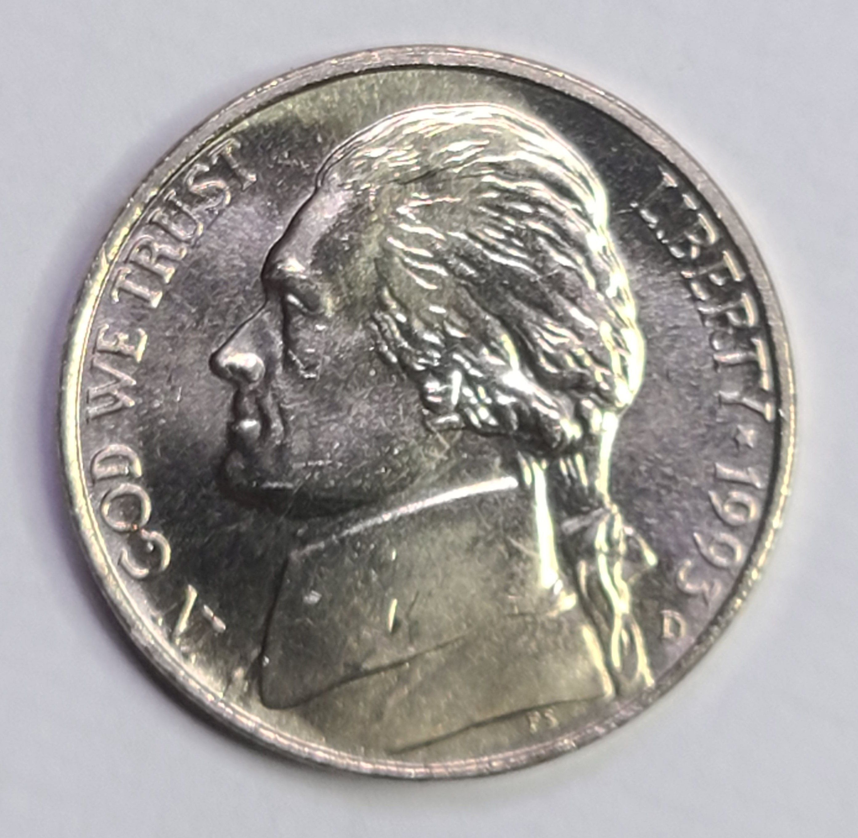 1993-D Jefferson Nickel MS-64 (Near Gem) FULL STEPS=5 SHARP STRIKE ...