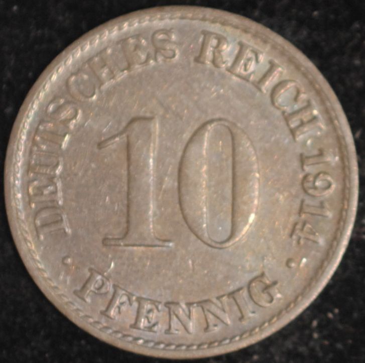 1914A Germany/Empire 10 Pfennig AU - For Sale, Buy Now Online - Item ...