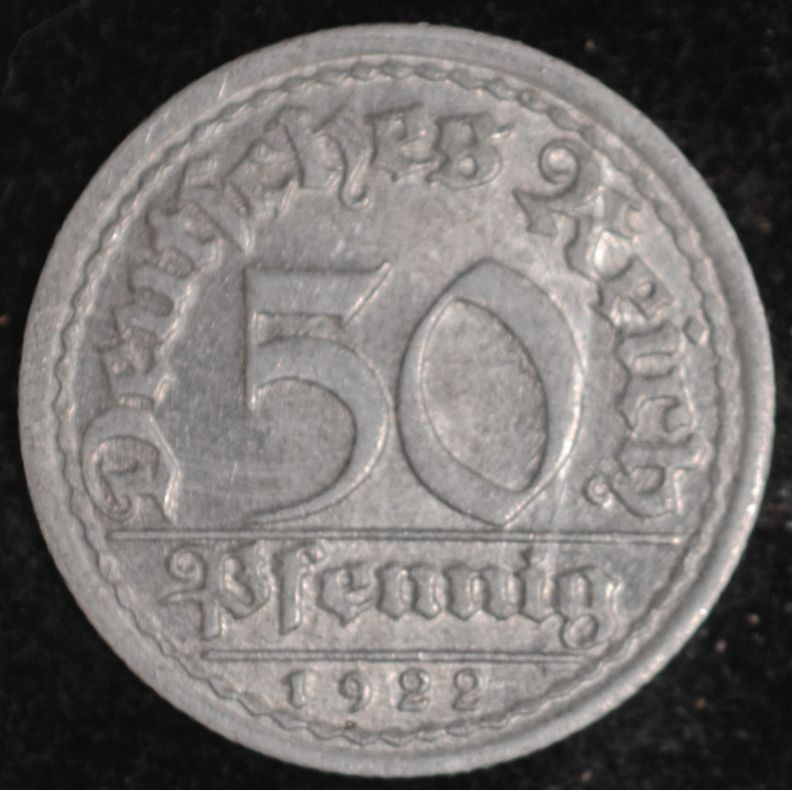 1922 Germany/Weimar 50 Pfennig AU - For Sale, Buy Now Online - Item #657121