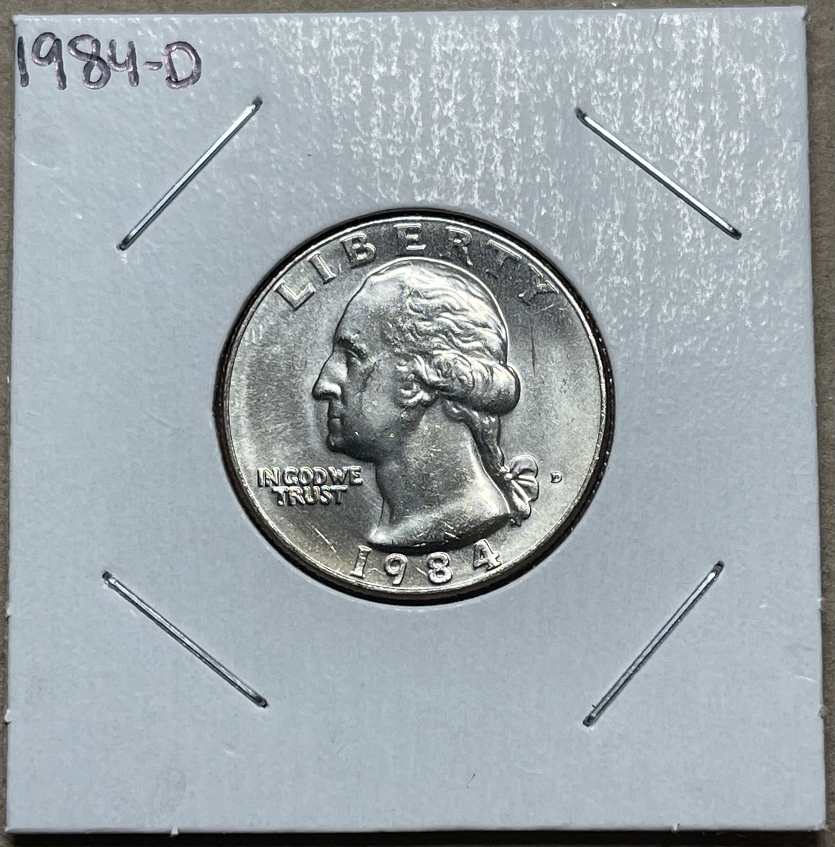 1984-D High Grade Brilliant Uncirculated MS60+ Washington US Quarter ...