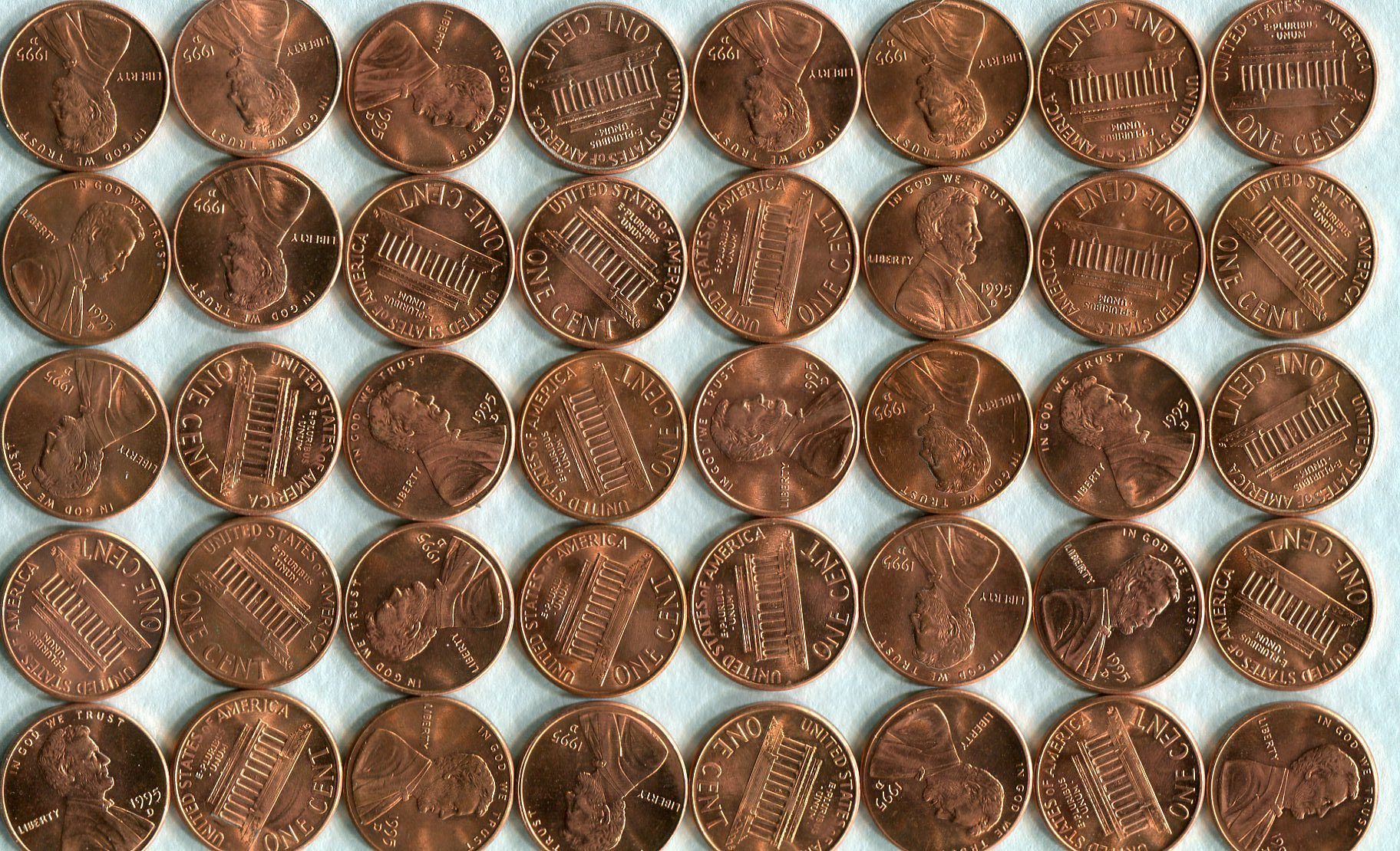 40 - 1995 - D LINCOLN CENTS -- UNCIRCULATED -- Red - Brown - For Sale ...