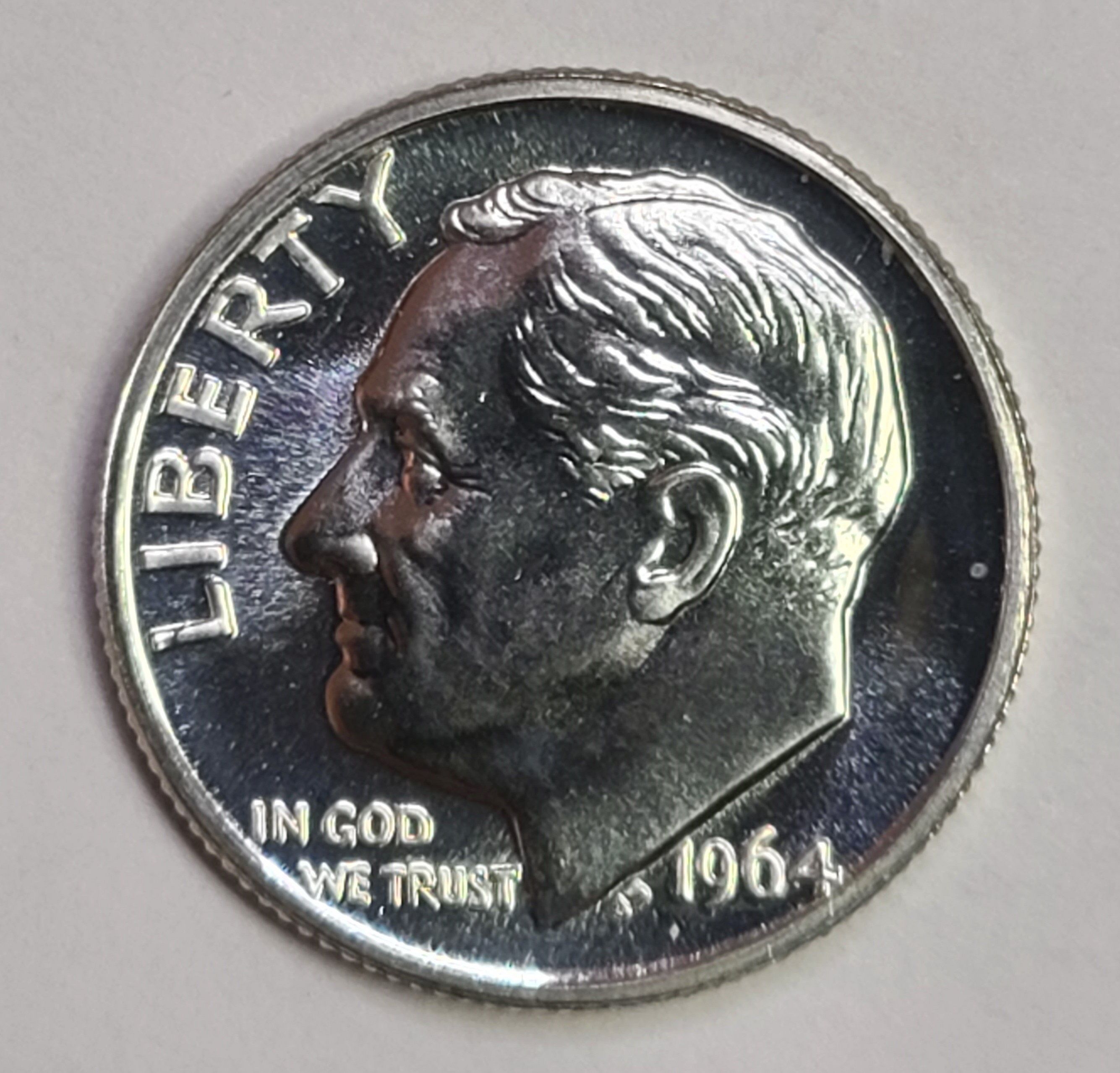 1964 Proof Roosevelt Dime Proof-65 (GEM) Full Bands Near Full Torch ...
