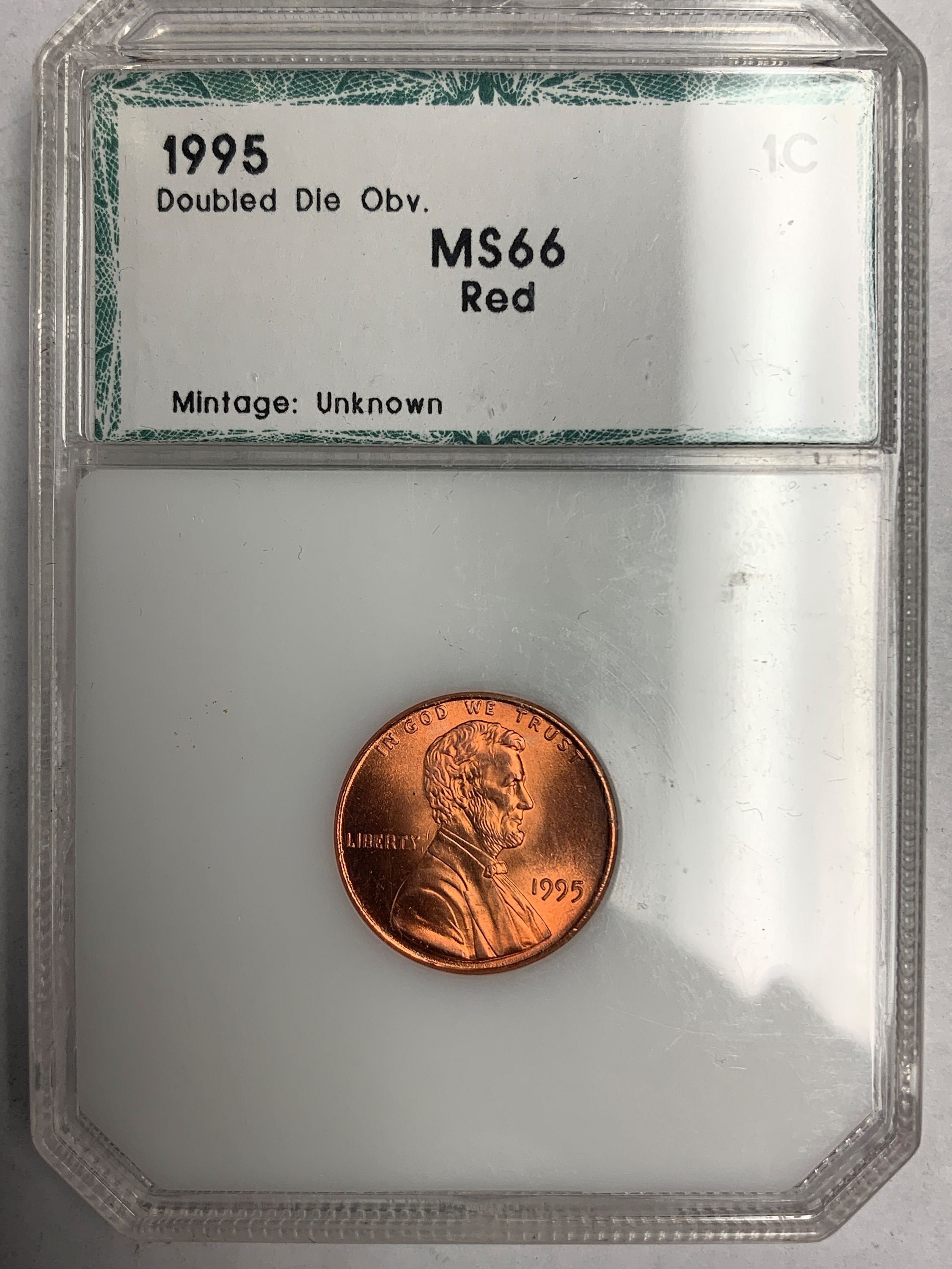 1995 Double Die Obverse Lincoln Cent PCI MS66RD (stock photo) - For ...