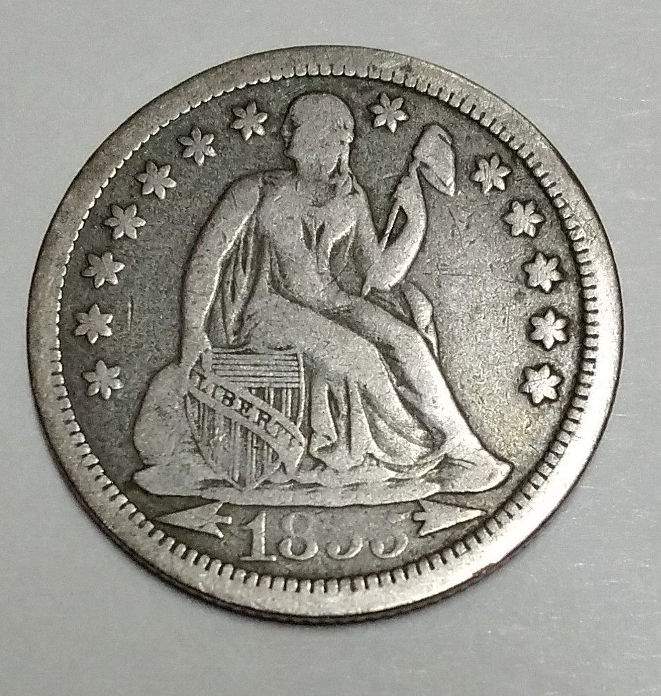 1855-P Seated Liberty Dime, Silver, nice mid-grade coin - For Sale, Buy ...