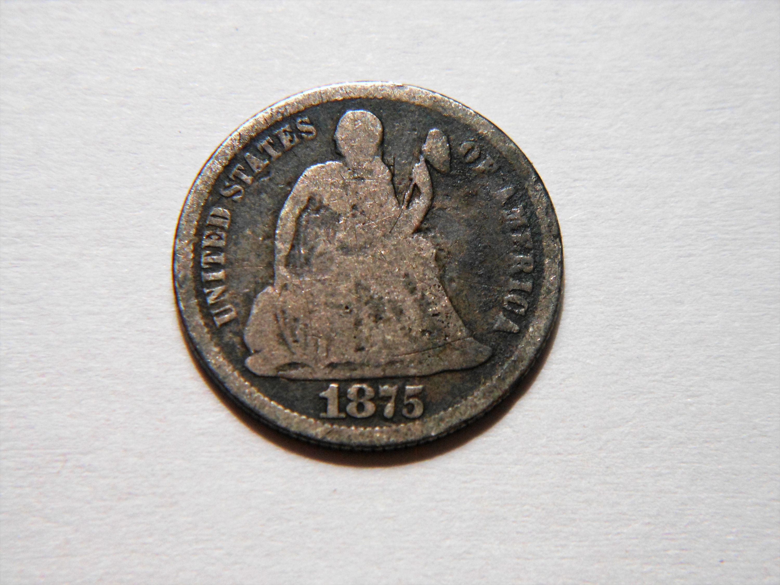 1875-P Silver Seated Dime - For Sale, Buy Now Online - Item #667609