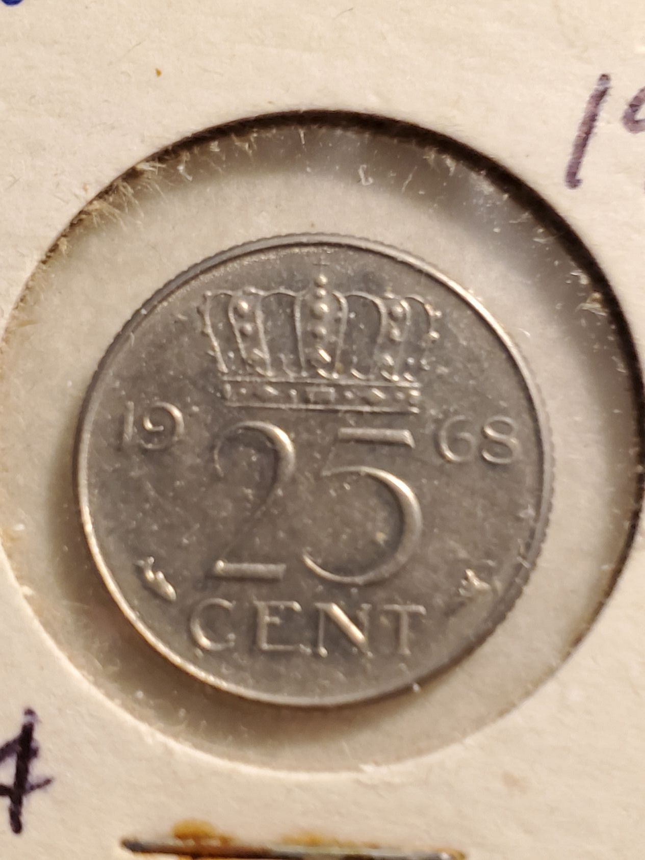 1968 Netherlands 25 Cents - For Sale, Buy Now Online - Item #668391