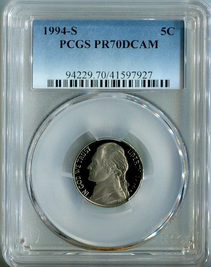 1994 - S JEFFERSON NICKEL -- PCGS -- PR "70" DCAM - For Sale, Buy Now ...