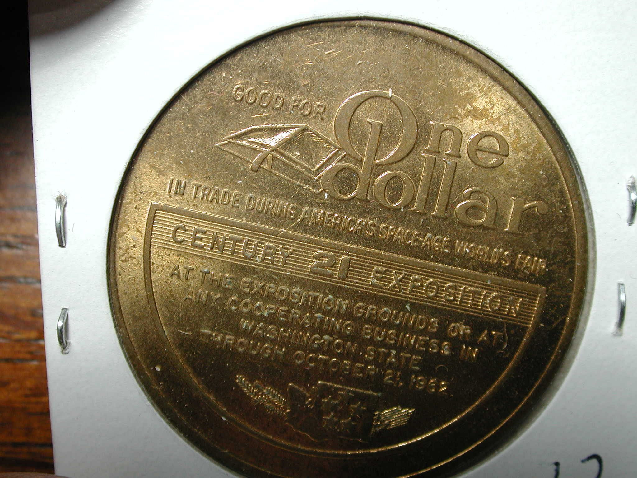 1962 Seattle Washington Century21 Exposition/ World Fair coin VERY NICE ... 1962 Seattle Washington Century21 Exposition/ World Fair coin VERY NICE ...