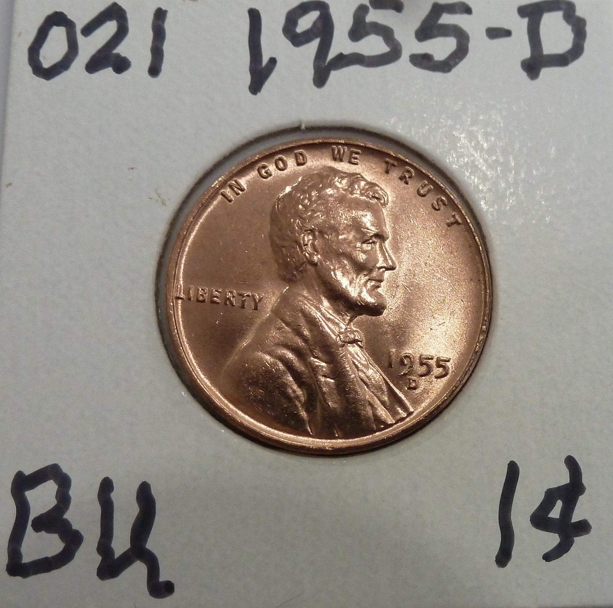 1955-D RED Uncirculated Lincoln Wheat Cent BU ( 021) - For Sale, Buy ...