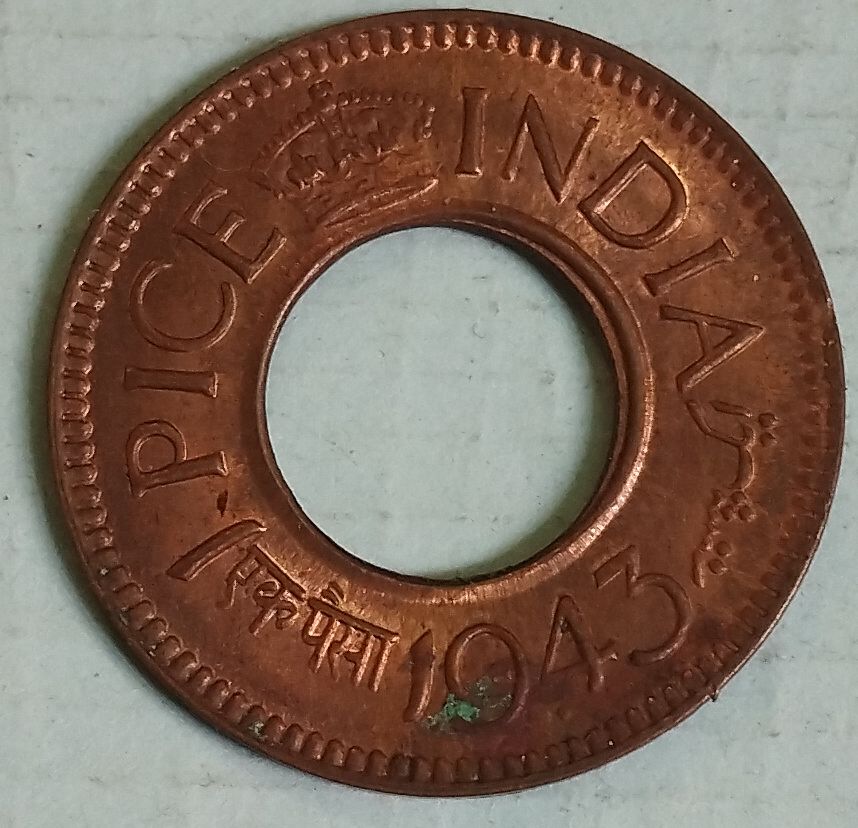 14)...1943..india Hole coin.. - For Sale, Buy Now Online - Item #675020