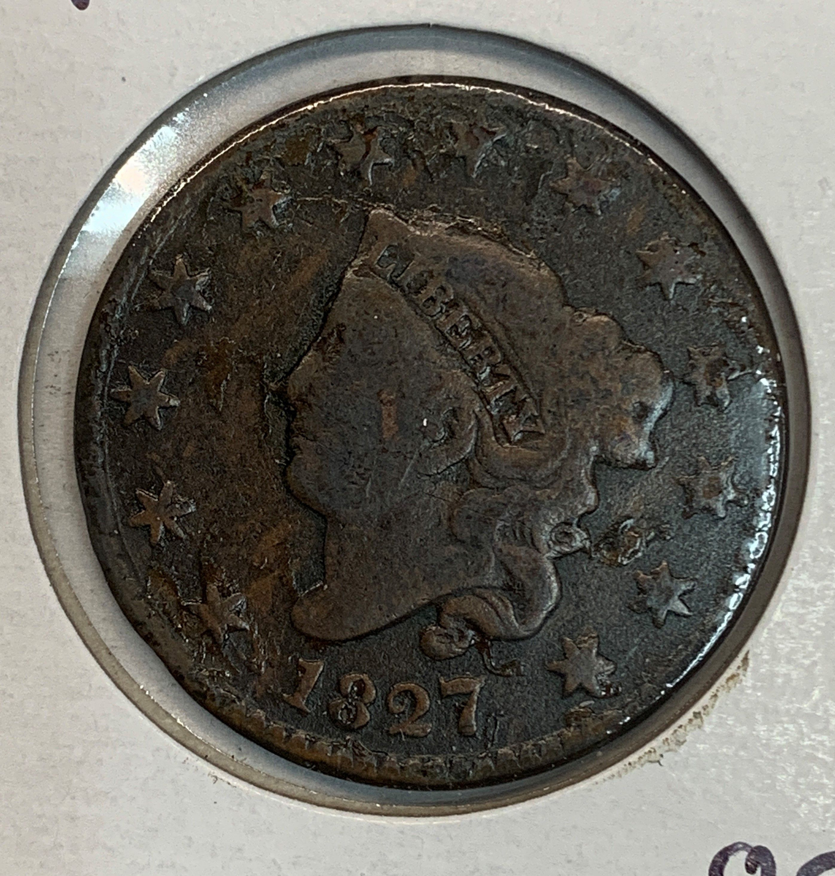 1827 Large Cent, VG (4499) - For Sale, Buy Now Online - Item #684635