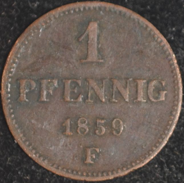 1859F German States/Saxony Pfennig VF Details - For Sale, Buy Now ...