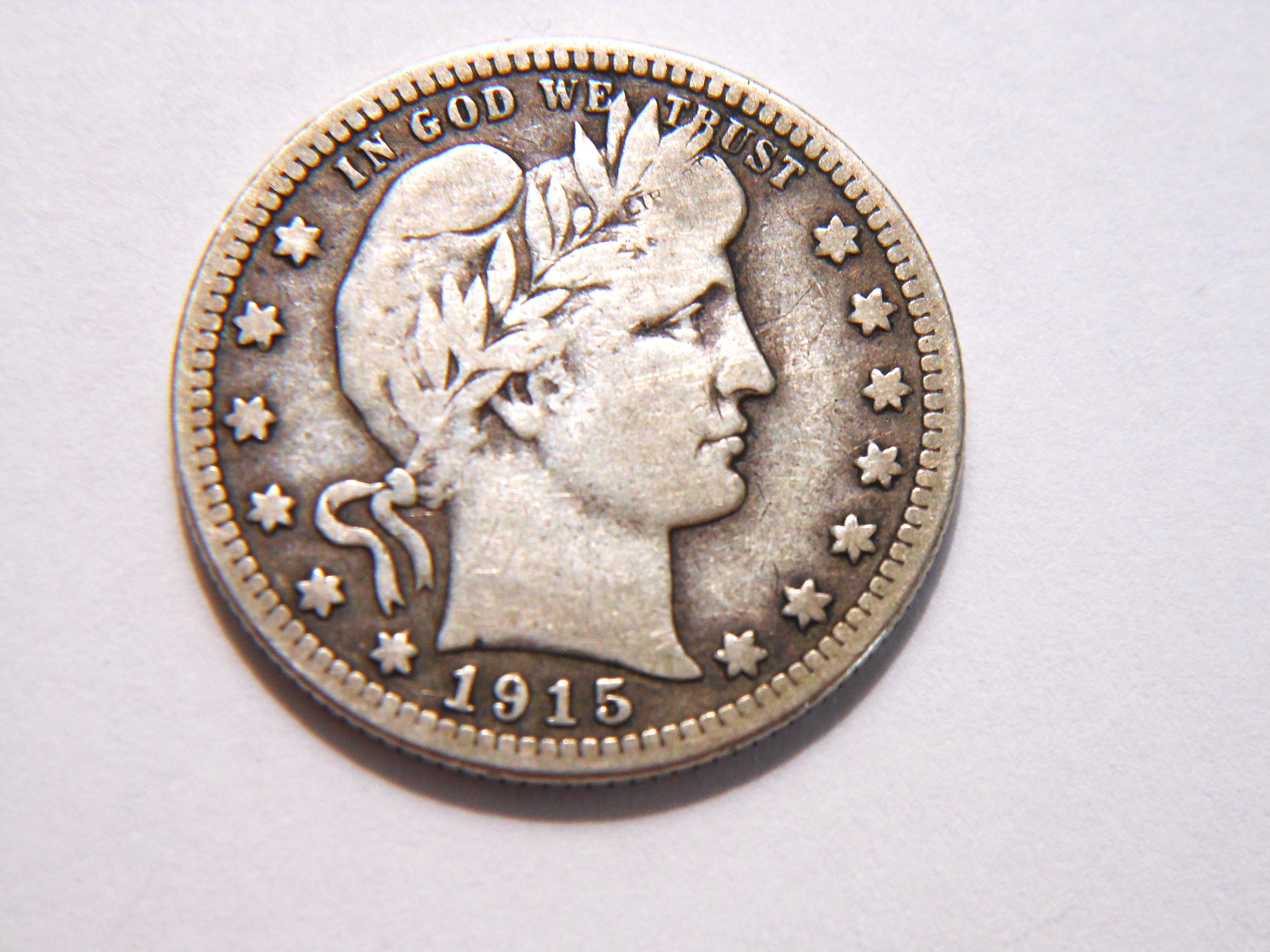 1915-S Silver Barber Quarter - For Sale, Buy Now Online - Item #691262