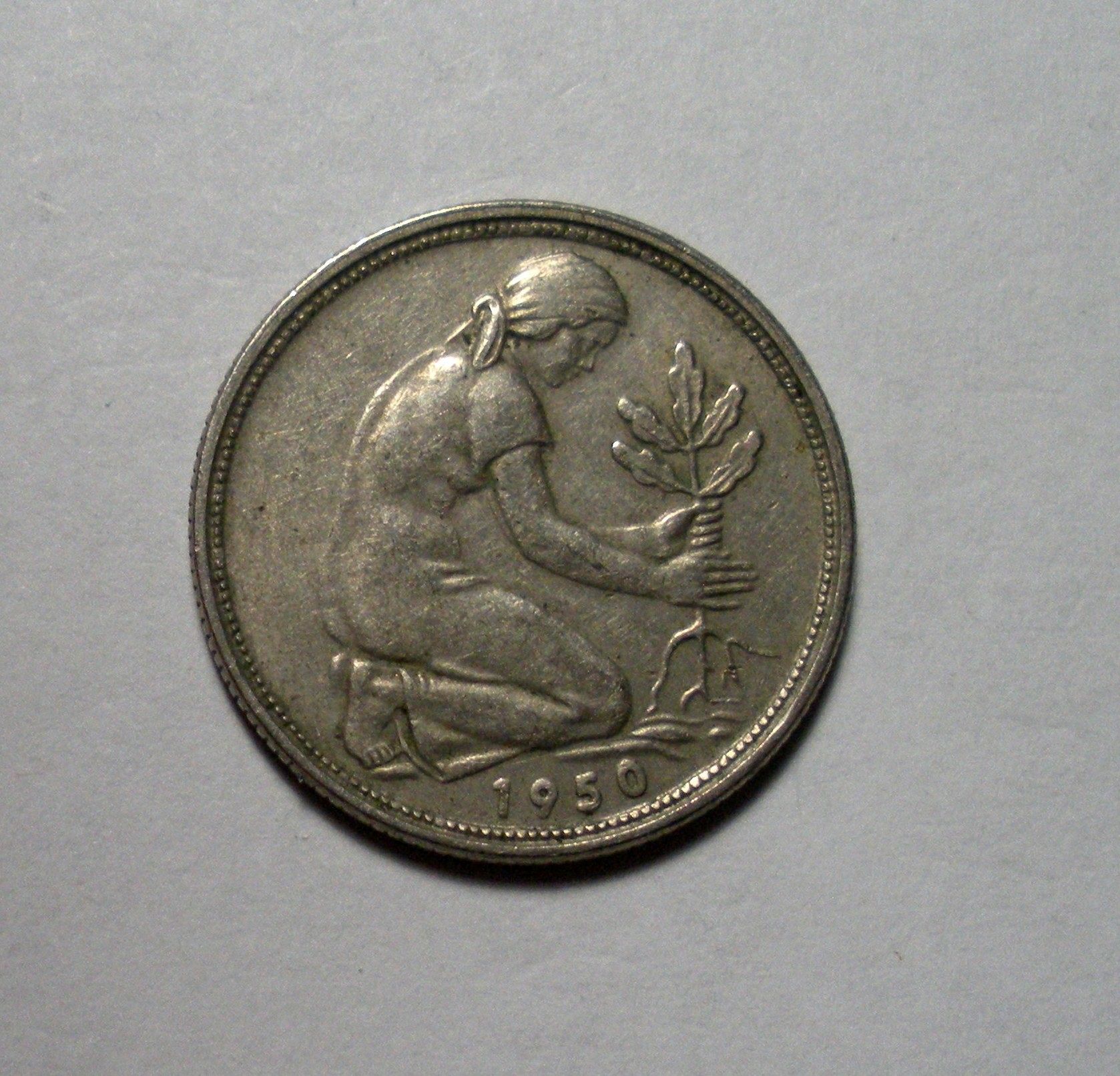 1950-G Germany (FRG) 50 Pfennig XF Km-109.1 - For Sale, Buy Now Online ...