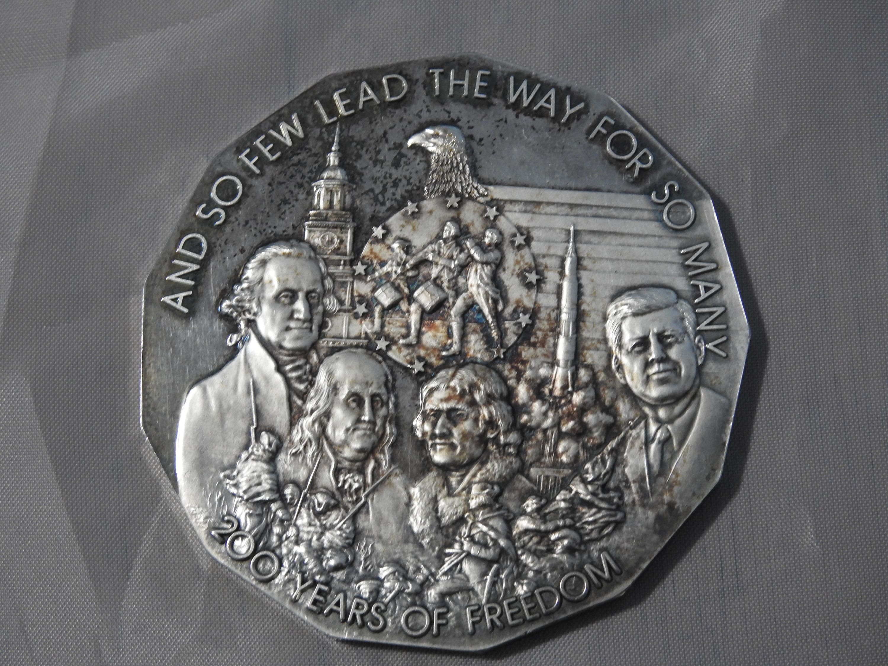 Hamilton mint .999 silver 200 years of freedom Medal 2.6 oz Toned - For ...