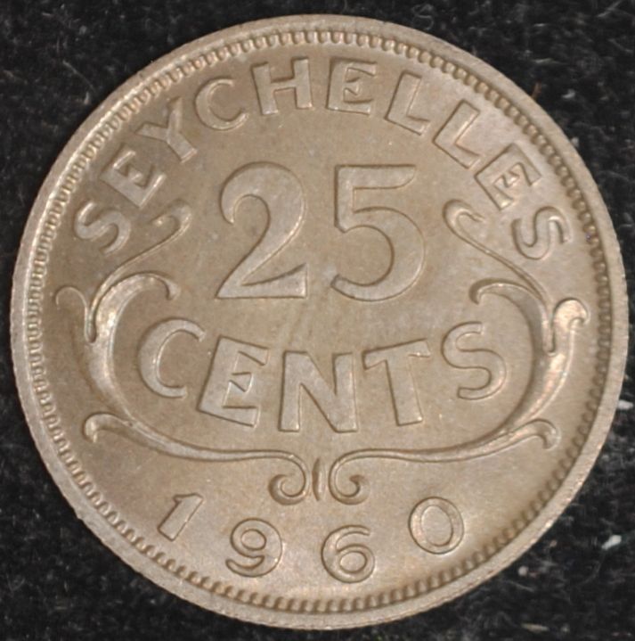 1960 Seychelles 25 Cents UNC #2 - For Sale, Buy Now Online - Item #694325