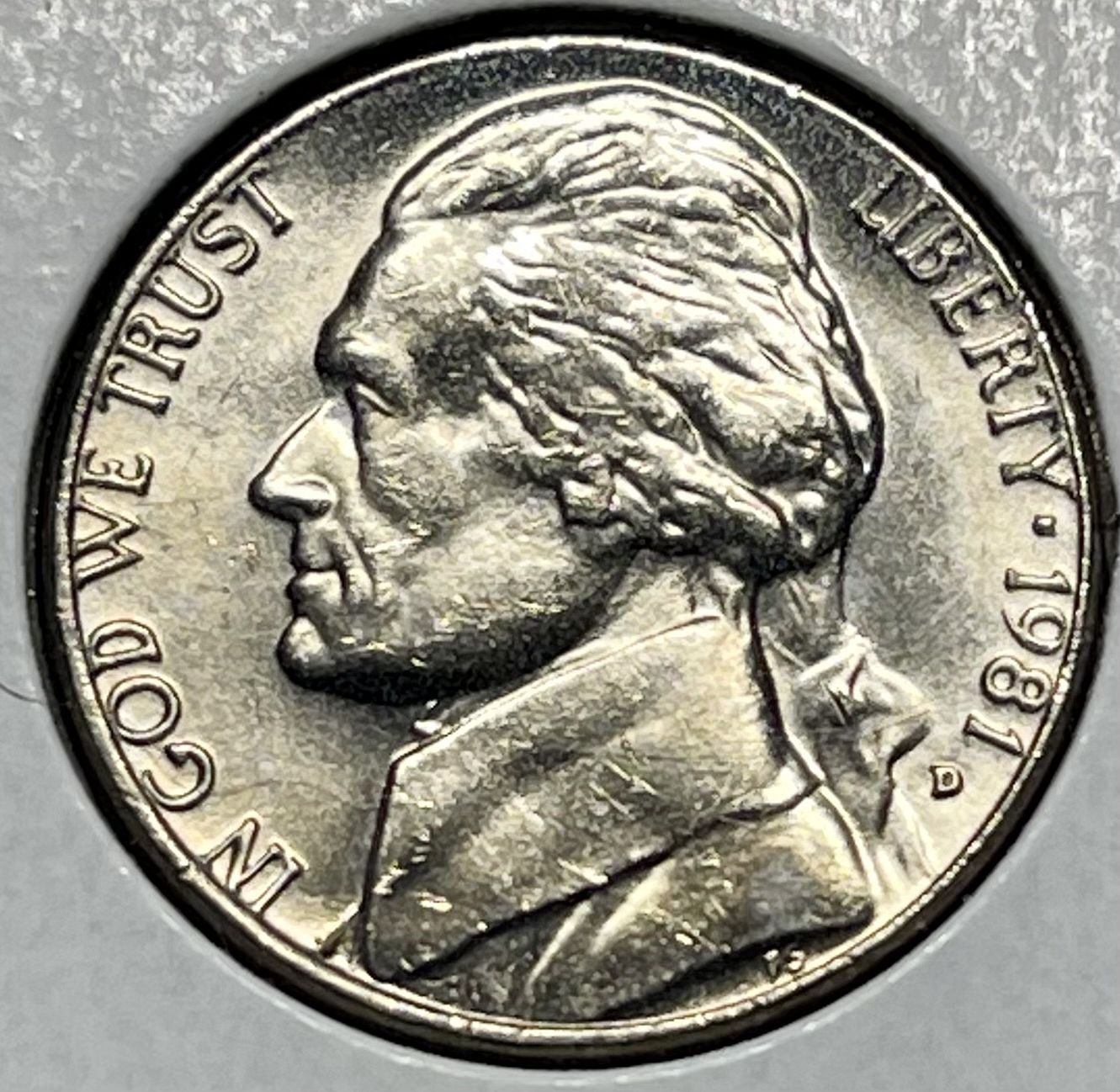 1981-D Jefferson US Nickel - Pulled Directly from Uncirculated Mint Set ...