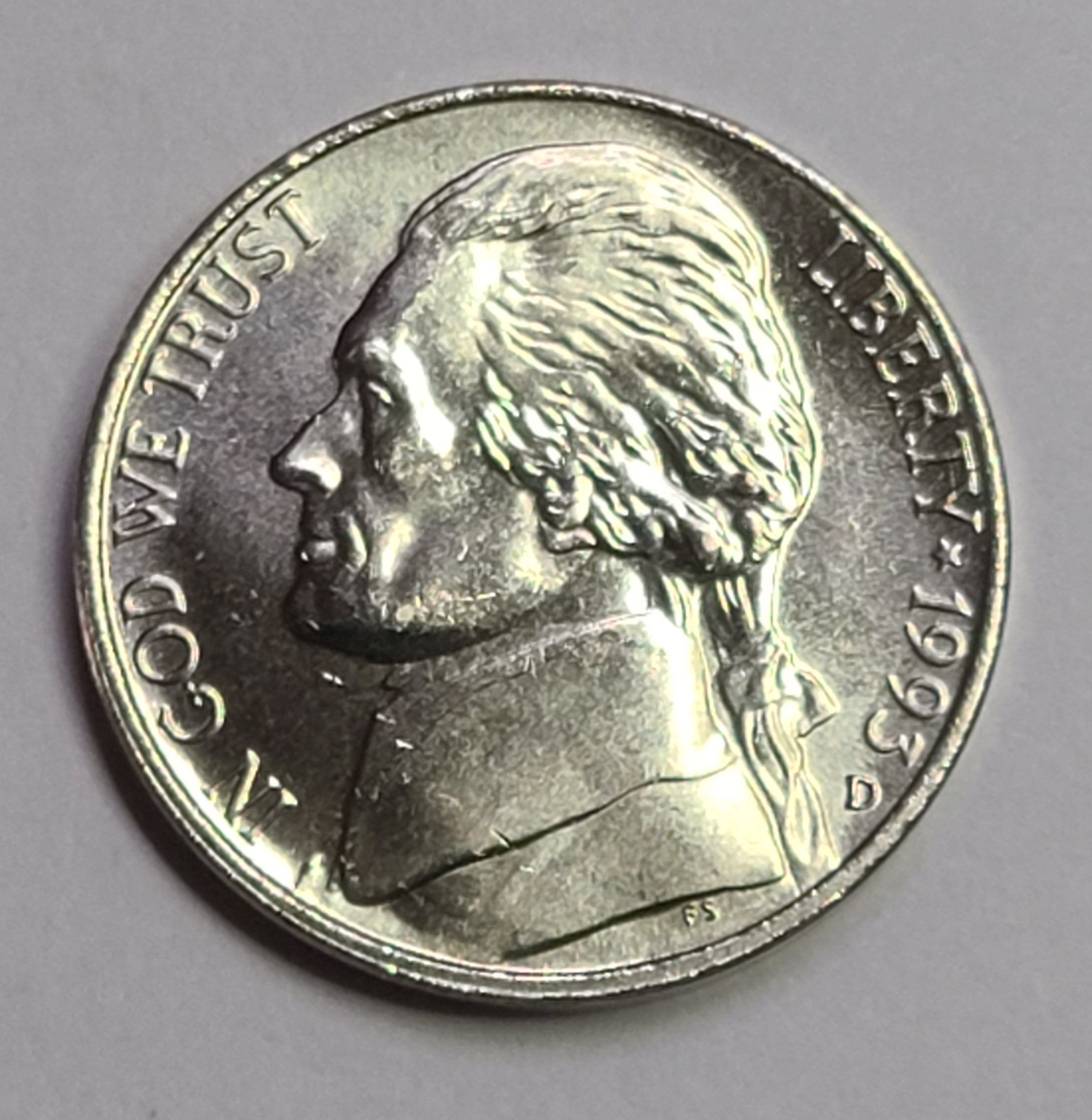 1993-D Jefferson Nickel MS-64 (Near Gem) 3 Steps Near Full Steps SHARP ...