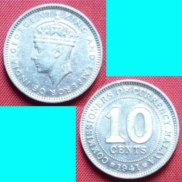 Malaya 10 Cents 1941 km 4 Silver - For Sale, Buy Now Online - Item #703042