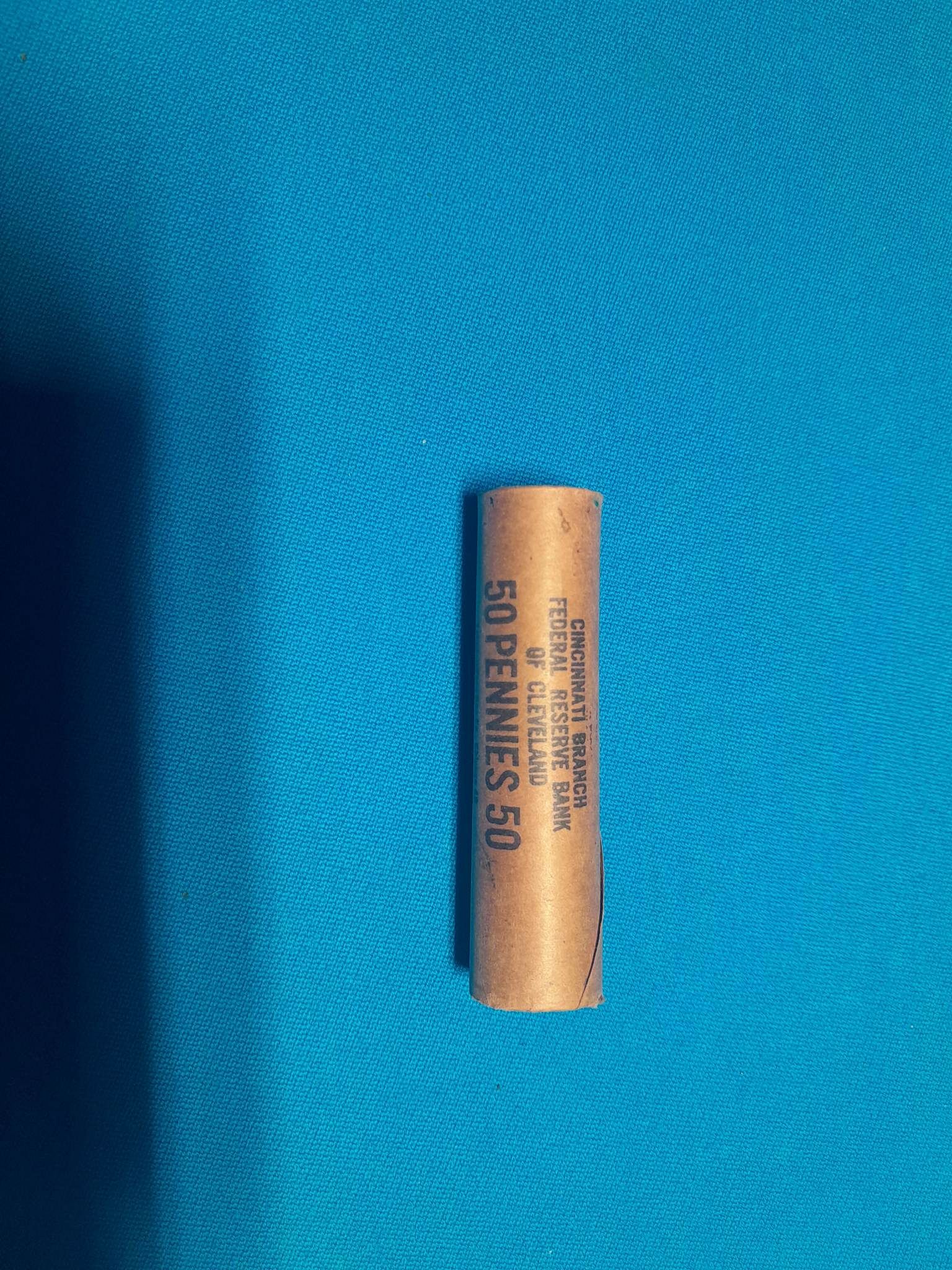 1958d Lincoln Cent Roll BU bank wrapped FEDERAL BANK OF CLEVELAND ...