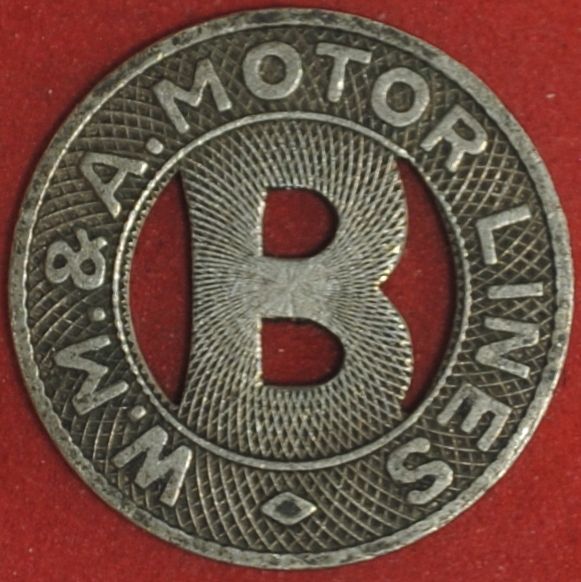 W. M. & A. Motor Lines (Washington, D. C.) Fare Token DC 500K - For ...