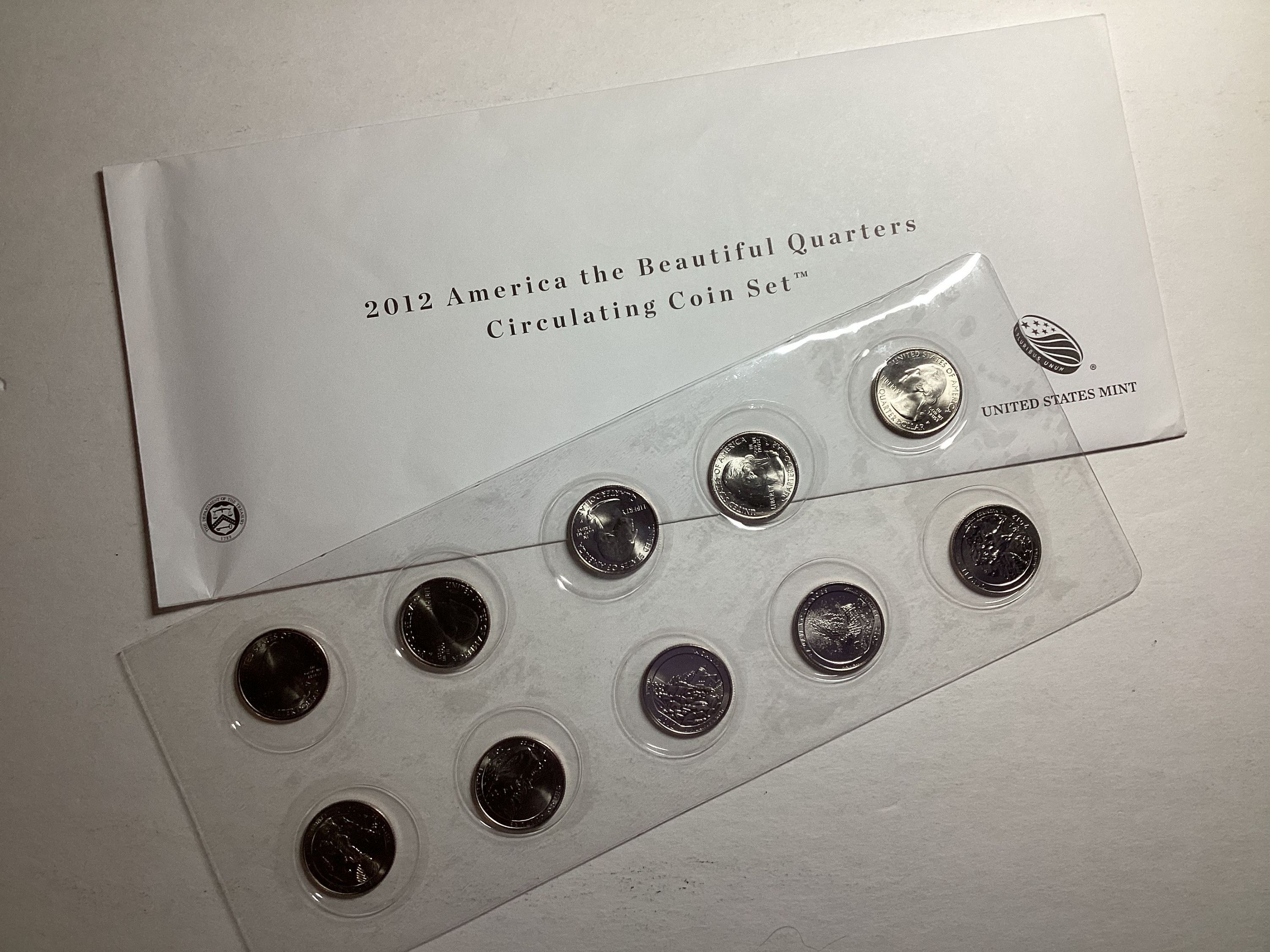 2012 America The Beautiful Circulating Quarter Set P & D 10-Coin Set ...