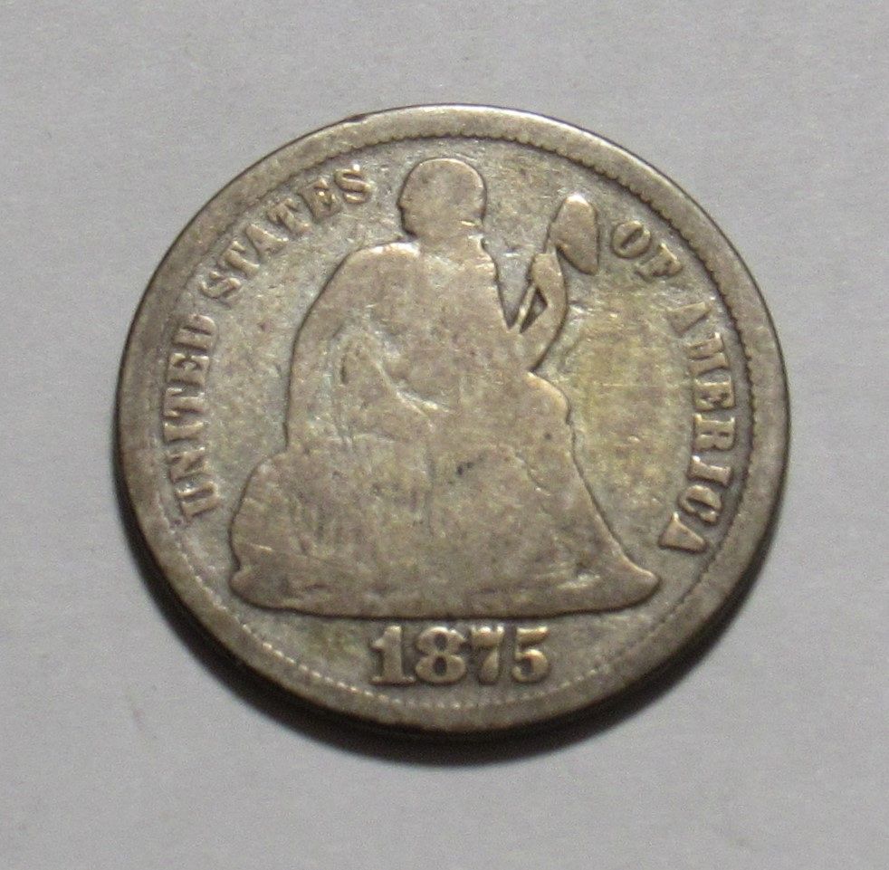 1875 P Seated Liberty Dime in circulated condition - For Sale, Buy Now ...