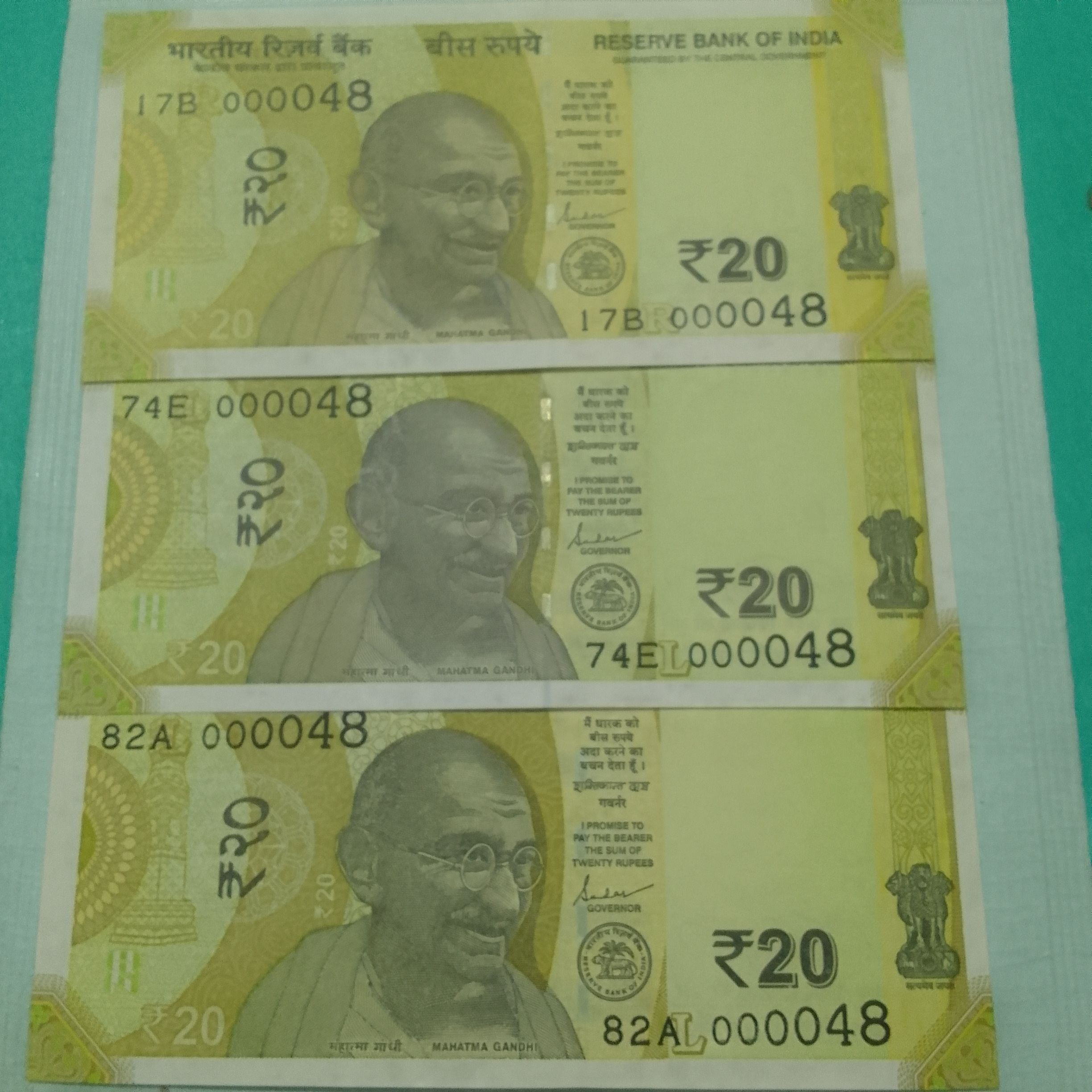 India Low Numbers 000048 x 3...UNC notes - For Sale, Buy Now Online ...