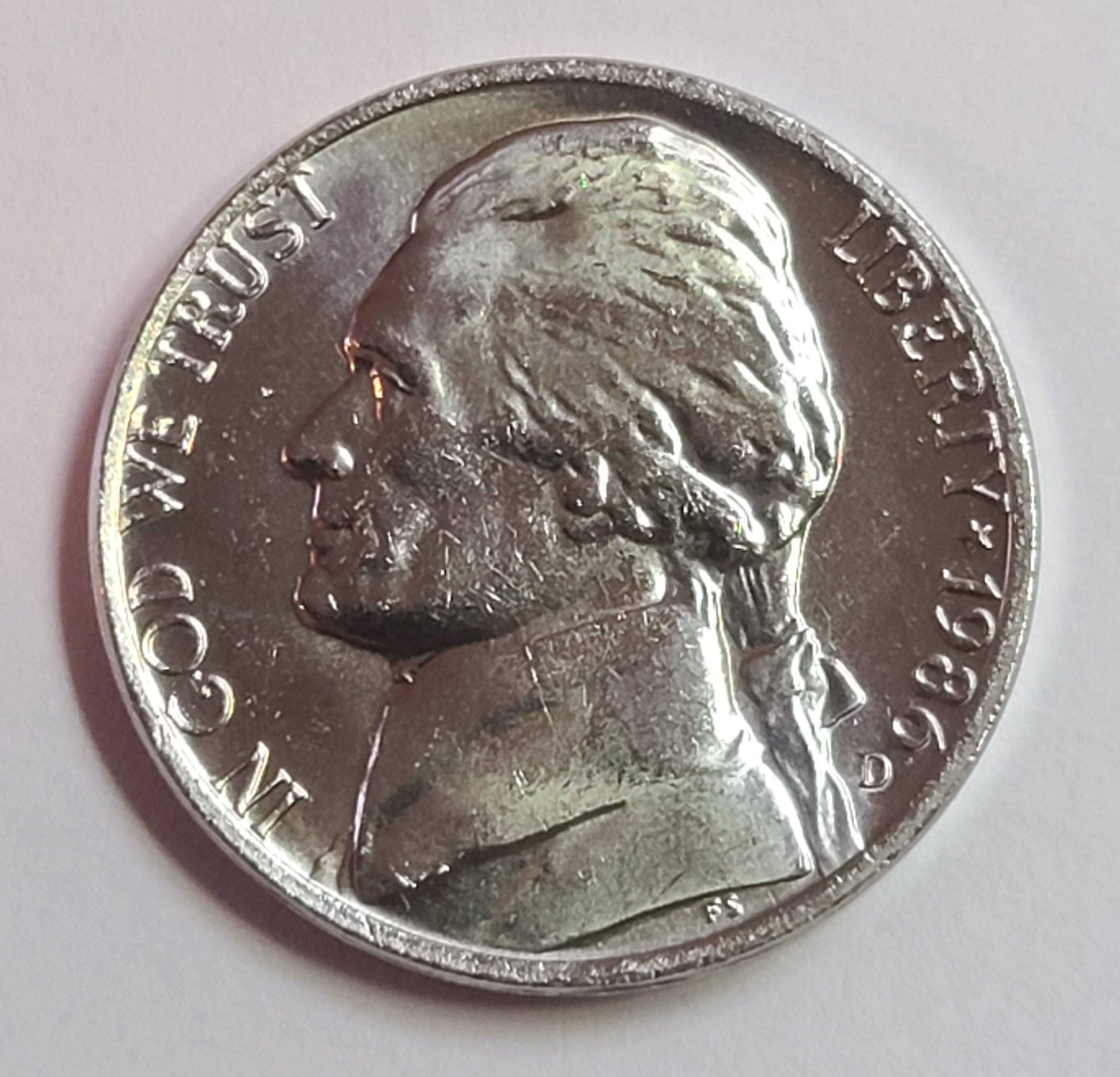 1986-D Jefferson Nickel MS-64 (Near Gem) SHARP STRIKE - For Sale, Buy ...
