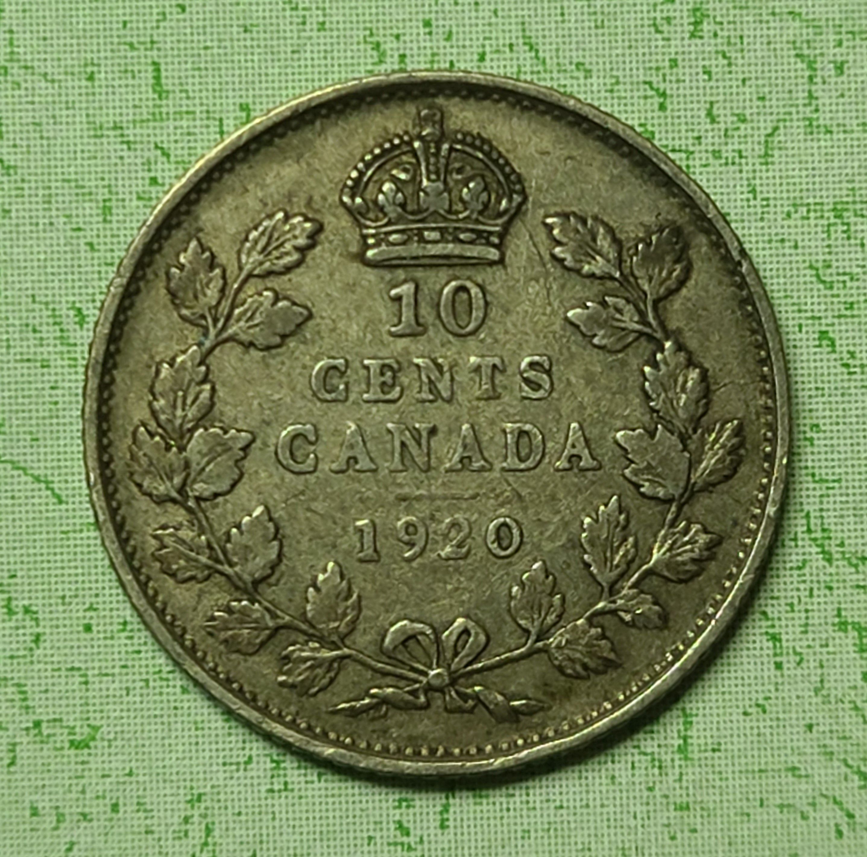 CANADA 1920 Dime Very Fine-20 - For Sale, Buy Now Online - Item #737322