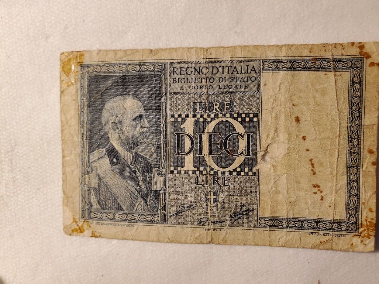 1939 Italy 10 Lire Note - For Sale, Buy Now Online - Item #743812