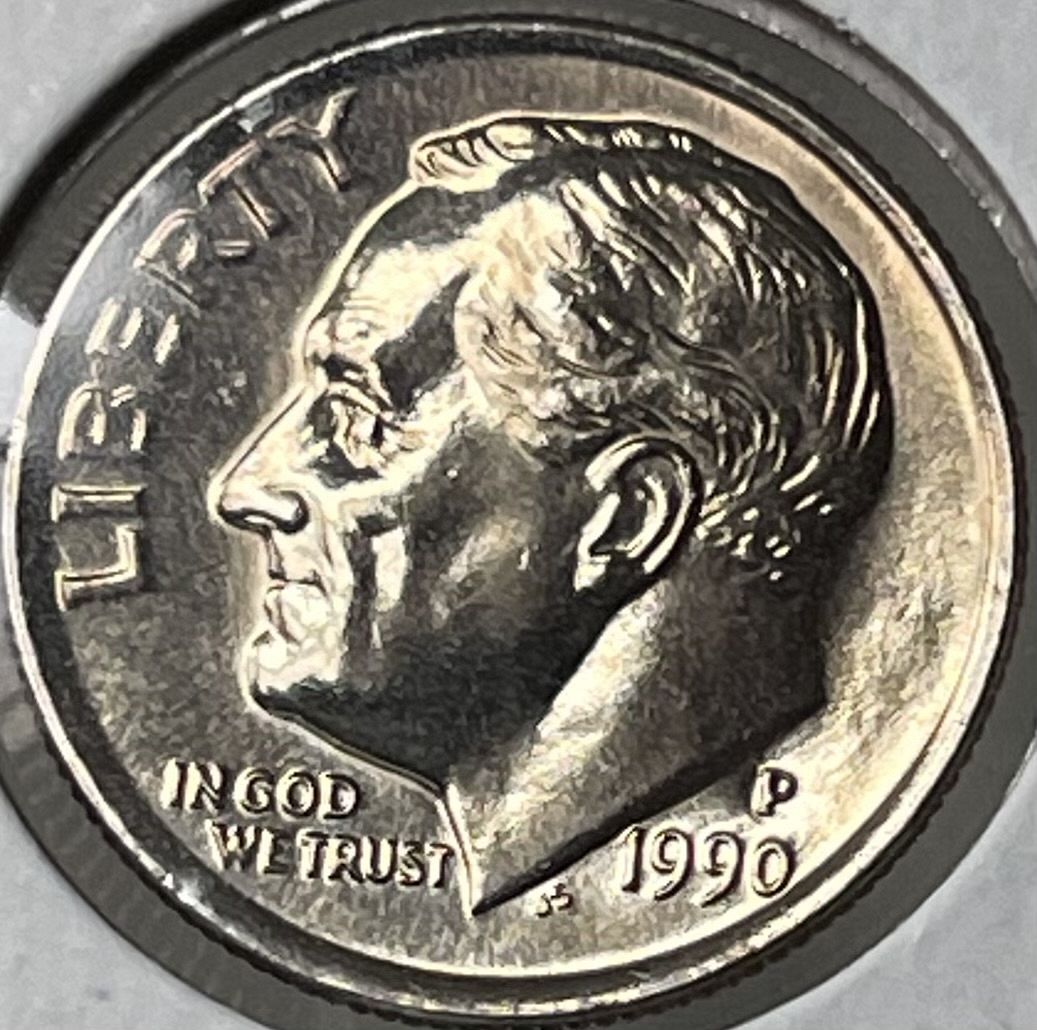 1990-P Roosevelt US Dime ~ Gem/Choice Brilliant Uncirculated MS63 ...