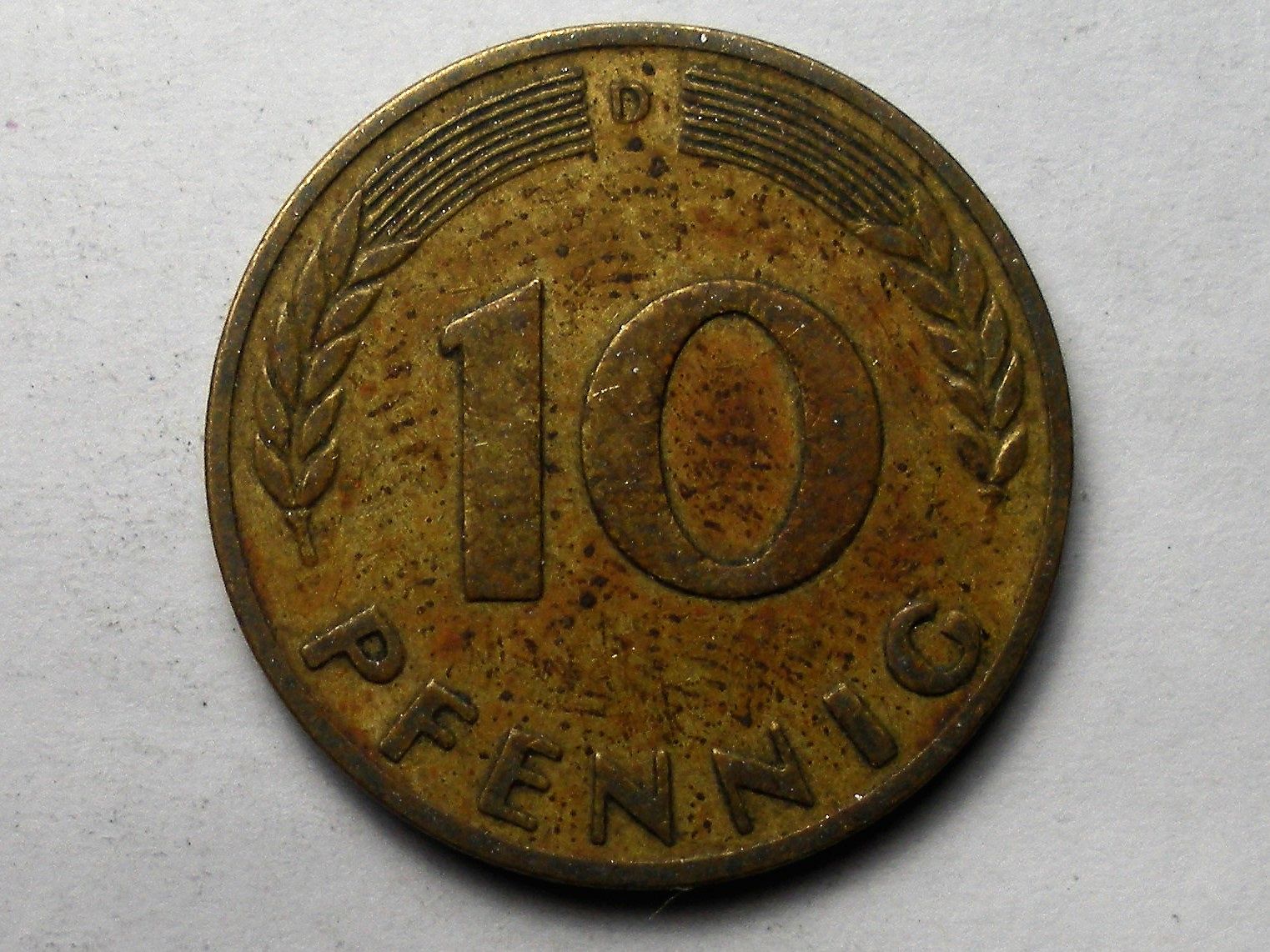 1949-D Federal Republic of Germany FRG 10 Pfennig XF KM-103 - For Sale ...
