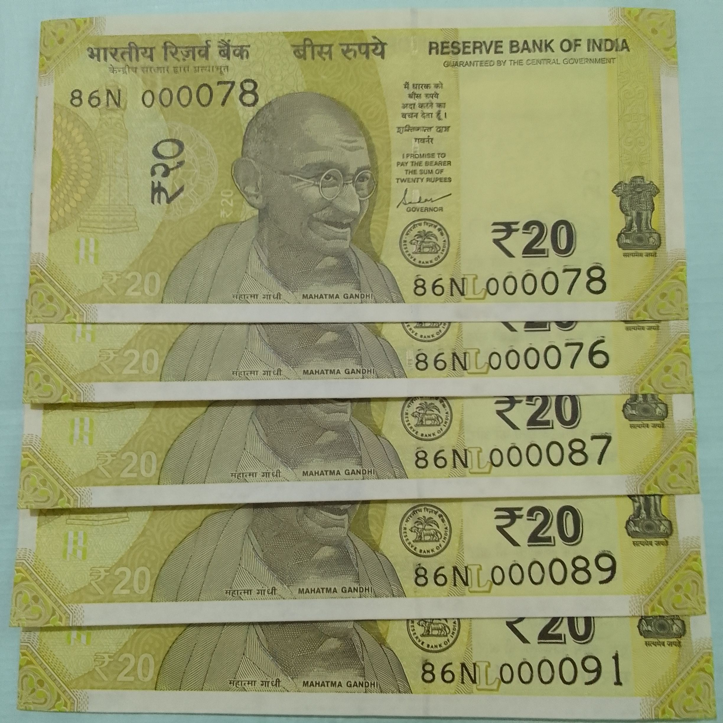 2020...india 5 UNC Notes...000076..78..87..89..91 - For Sale, Buy Now ...