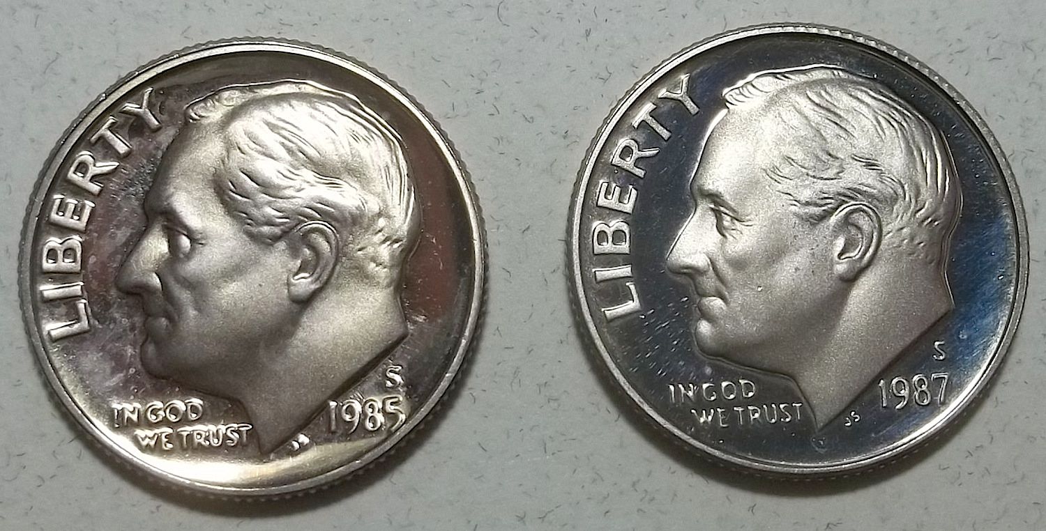 1985s, and 1987s clad Roosevelt Dimes Lot RDkkB - For Sale, Buy Now ...