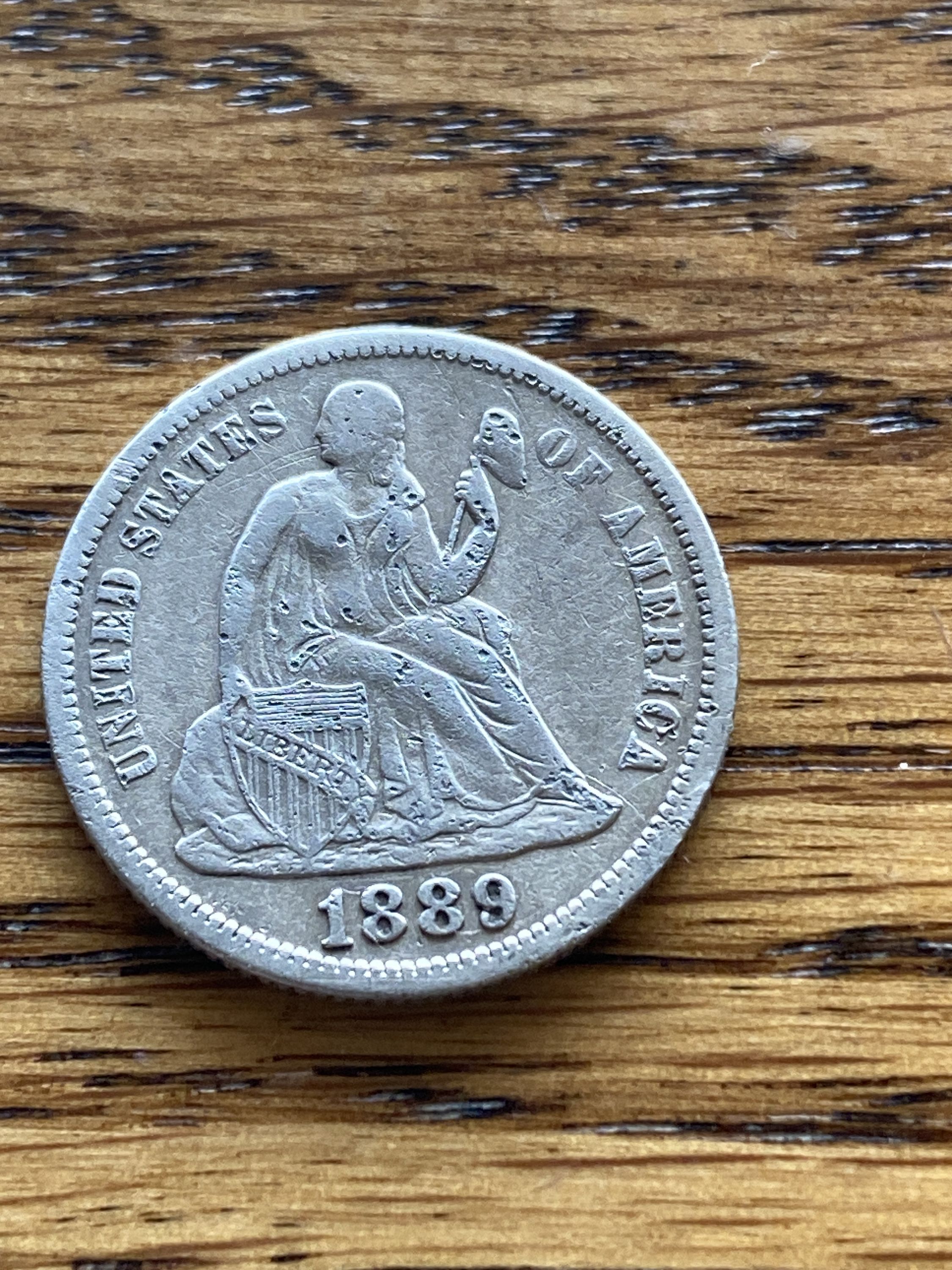 1889 Philadelphia Mint Silver Seated Liberty Dime as shown some great ...