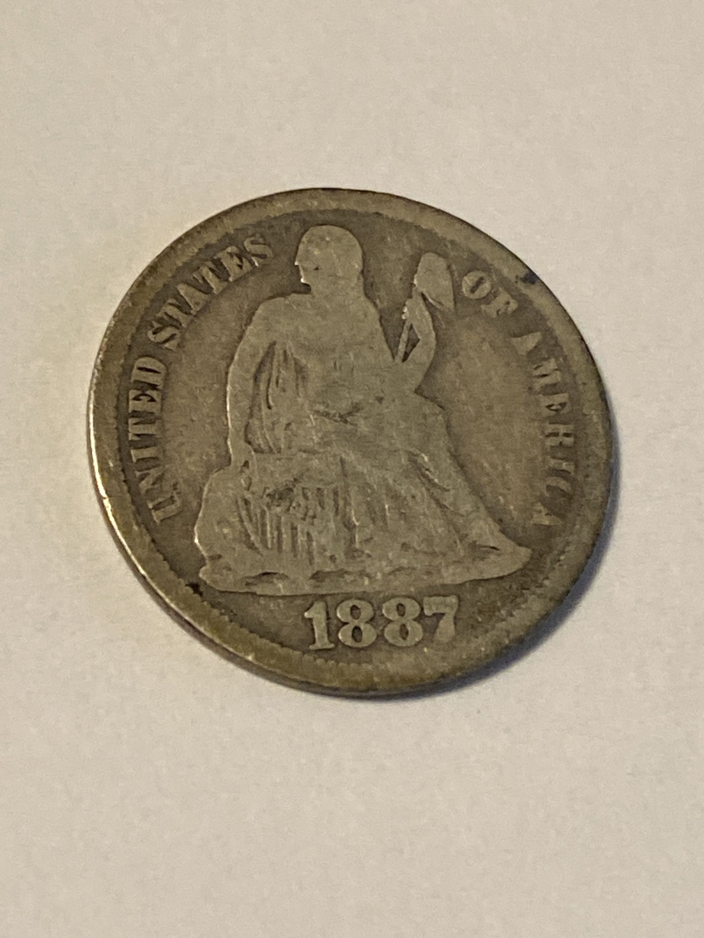 1889 Philadelphia Mint Silver Seated Liberty Dime as shown LIBERTY ...