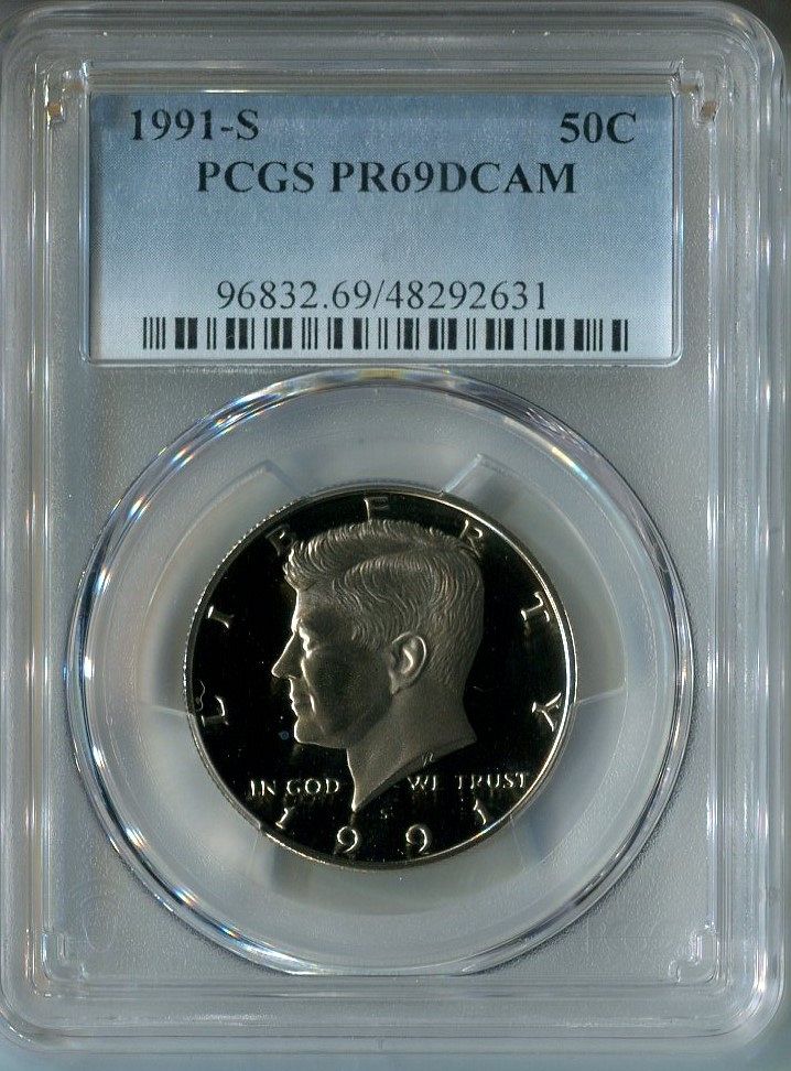1991 - S KENNEDY HALF DOLLAR -- PCGS -- PR69DCAM - For Sale, Buy Now ...