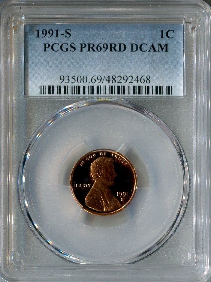 1991 - S LINCOLN CENT -- PCGS -- PR 69 RD DCAM - For Sale, Buy Now ...